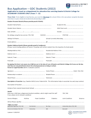 Fillable Online Fillable Online 2019 GDC Bus Application Form - Gawler ...