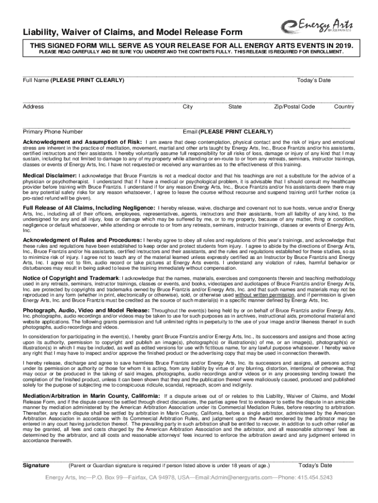 Fillable Online Liability, Waiver of Claim, and Model Release Form Fax ...