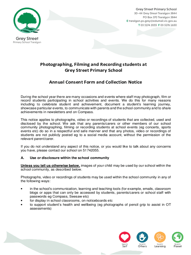 Fillable Online Annual Consent Form - Photographing filming and ...