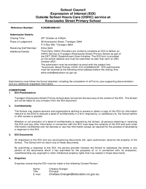 Fillable Online kossie vic edu School Council Expression of Interest (EOI) Outside School ...