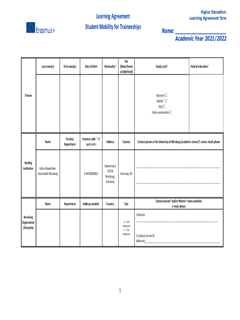 Fillable Online Higher Education : Student Mobility for Studies ...