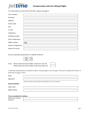 Fillable Online Flight delay compensation: get up to 520/person for ...