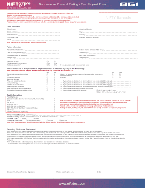 Fillable Online Non-Invasive Prenatal Testing - Test Request Form Fax ...