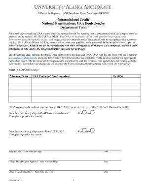 Fillable Online UAA National Exam Equivalency Department Form Fax Email ...