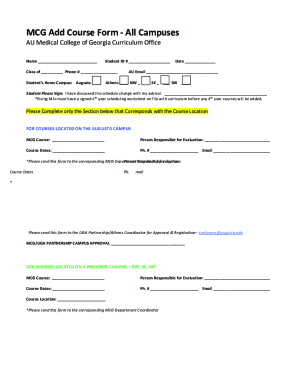 Fillable Online MCG Add Course Form - All Campuses Fax Email Print ...