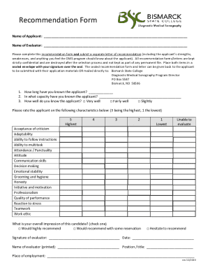 Fillable Online Please complete this recommendation form and submit a ...