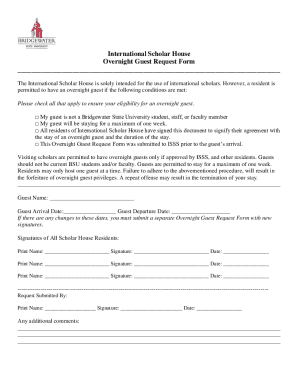 Fillable Online International Scholar House Overnight Guest Request ...