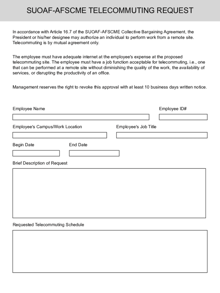 Fillable Online SUOAF-Telecommute-Request-Form.draft20191104 (002).pdf Fax Email Print - pdfFiller