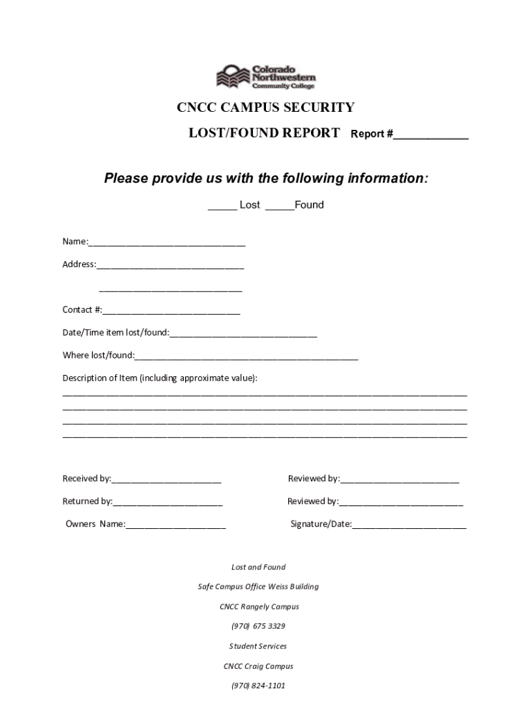 Fillable Online Lost and Found Form Fax Email Print - pdfFiller