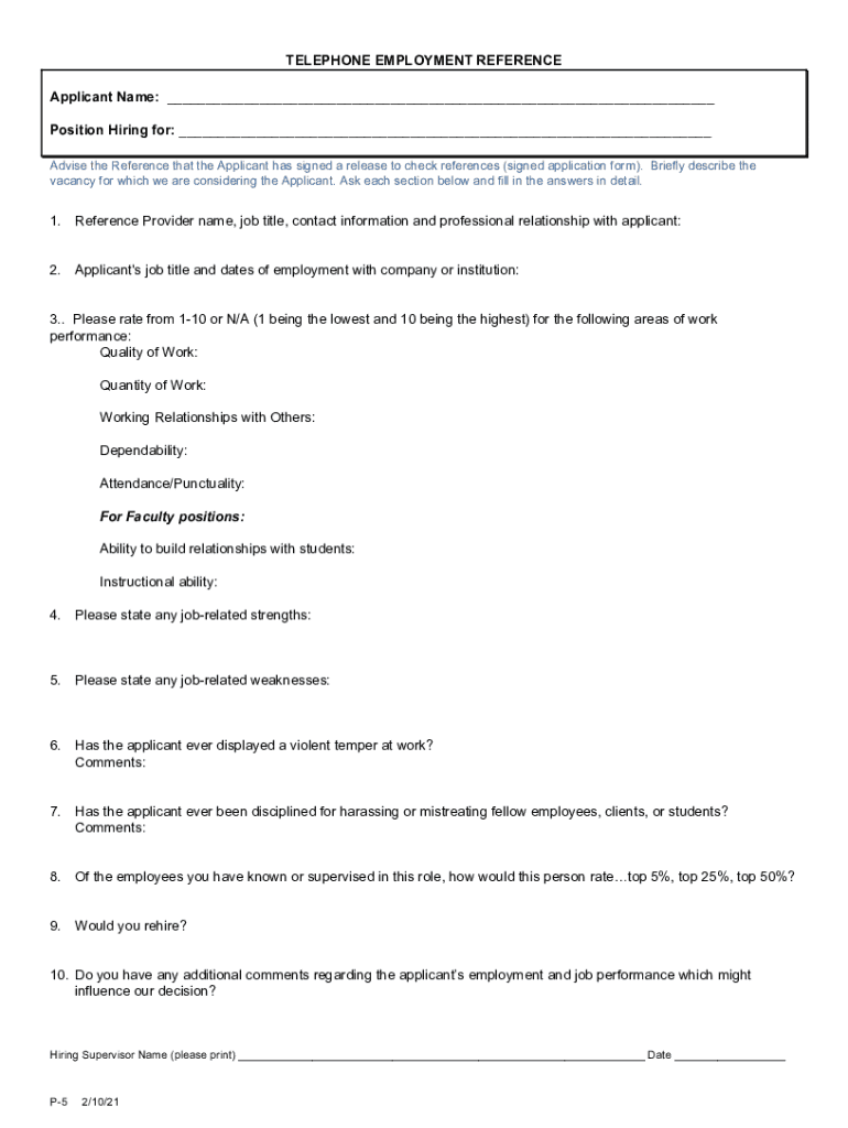 Fillable Online 6 Questions You Should Ask a Candidate's References ...