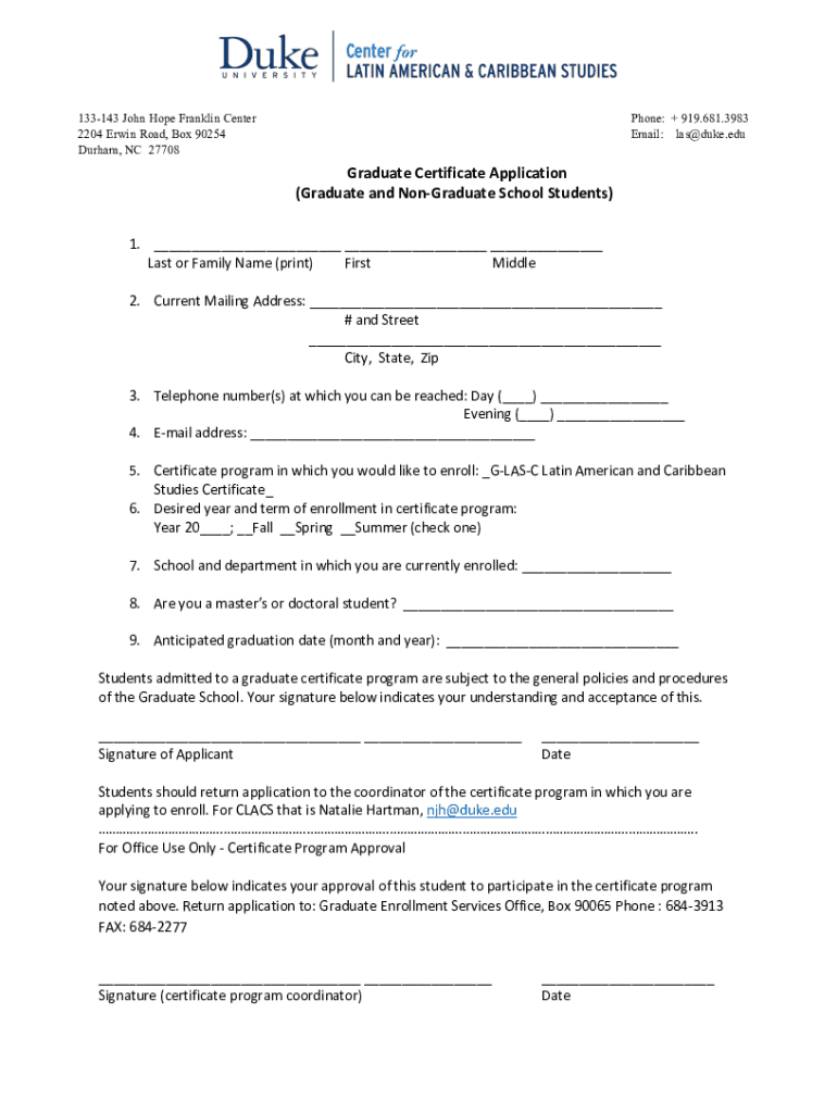Fillable Online CLACS grad certificate application form Fax Email Print ...