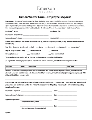 Fillable Online Tuition Waiver FormEmployees Spouse Fax Email Print ...