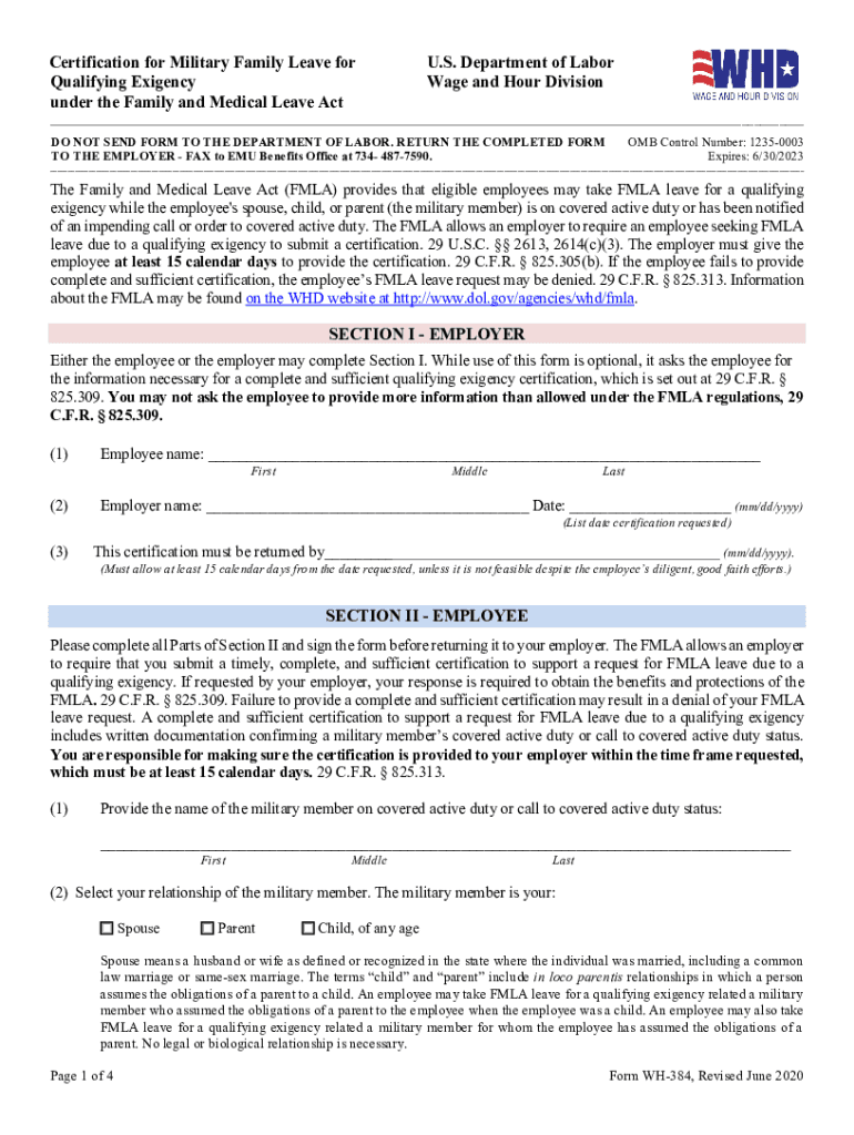 Fillable Online Certification for Military Family Leave for U ... - emich.edu Fax Email Print ...
