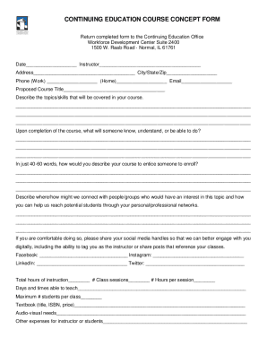 Fillable Online CONTINUING EDUCATION COURSE CONCEPT FORM Fax Email ...