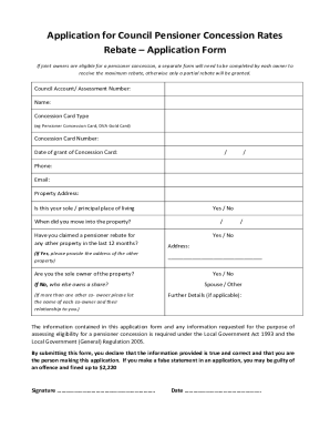 Fillable Online Pensioner Concession Application Form - dungog.nsw.gov ...