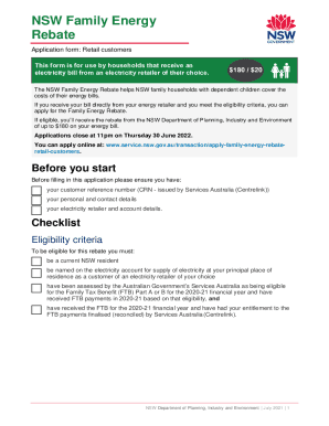 Fillable Online Fillable NSW Family Energy Rebate Application form: Retail ... Fax Email Print ...