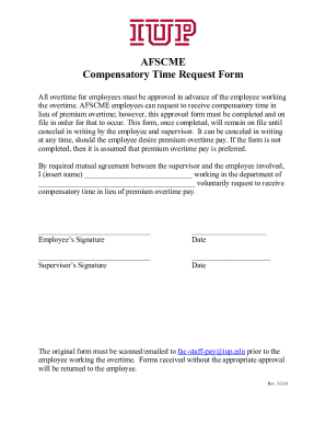 Fillable Online www.iup.eduafscme-comp-time-request-formAFSCME ...
