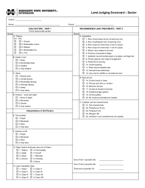 Fillable Online Land Judging Scorecard - Senior. The land judging ...