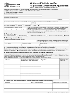 Fillable Online Written-off Vehicle Notifier Registration/Amendment ...