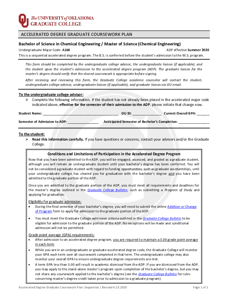 Fillable Online Chemical Engineering (MS) - Accelerated Master's Program ... Fax Email Print ...