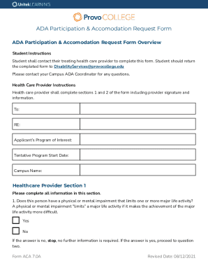 Fillable Online ADA Participation and Accomodation Request Form ...