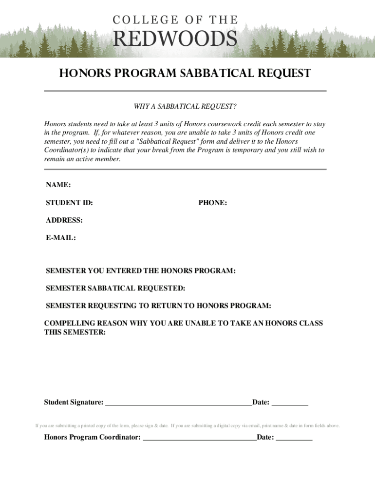 Fillable Online Sabbatical Request Fax Email Print - pdfFiller