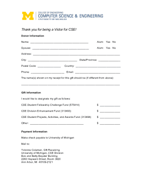 Fillable Online Thank you for being a Victor for CSE! Fax Email Print - pdfFiller