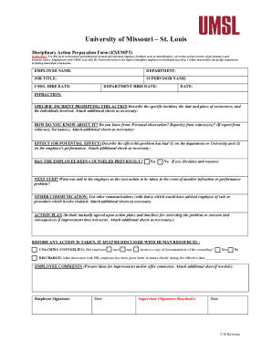 Fillable Online Disciplinary Action Preparation Form Fax Email Print - pdfFiller