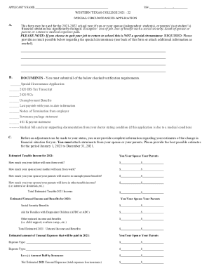 Fillable Online WTC Special Circumstances Form 2021-2022 Fax Email ...