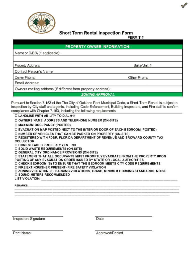 Fillable Online short-term rental inspection form Fax Email Print ...