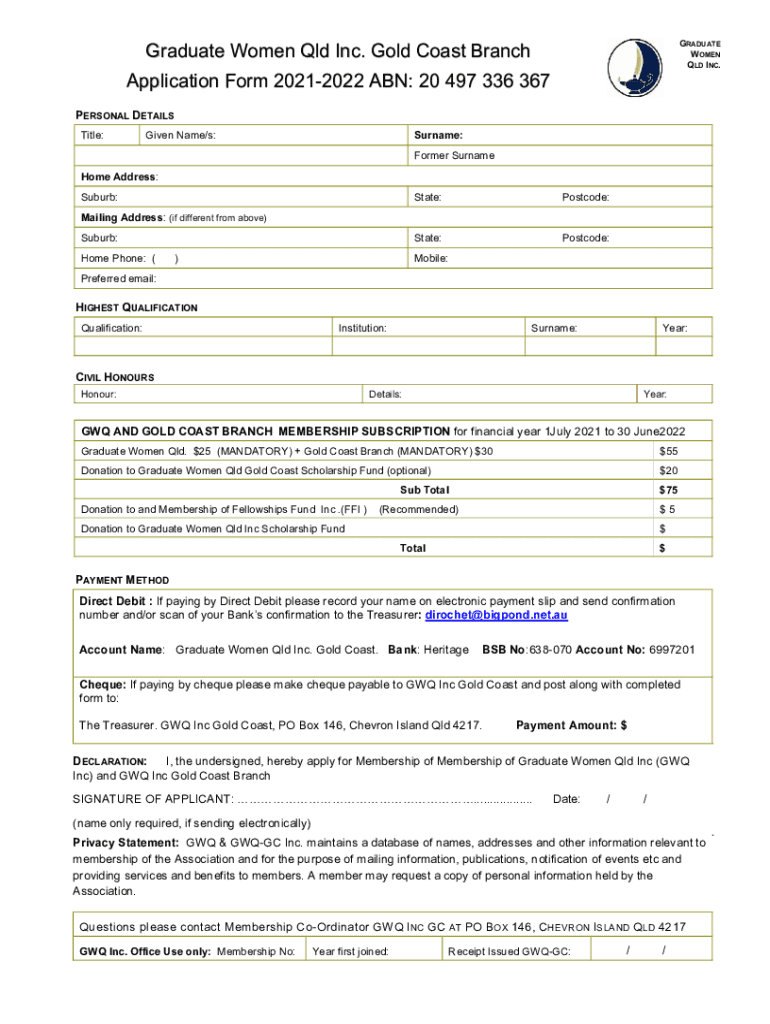 Fillable Online GC Application Form 202122 Fax Email Print - pdfFiller