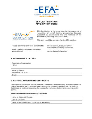 Fillable Online EFA Certification Application Form 2021 Fax Email Print ...