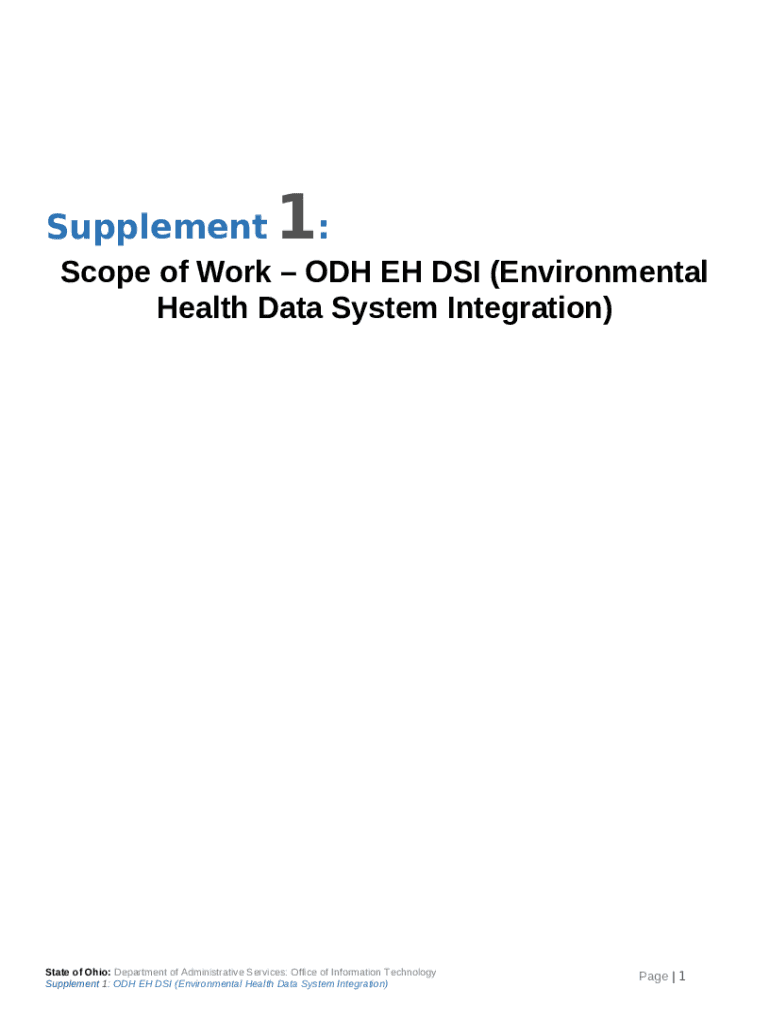 Scope of Work - ODH EH DSI (Environmental Health Data System ...