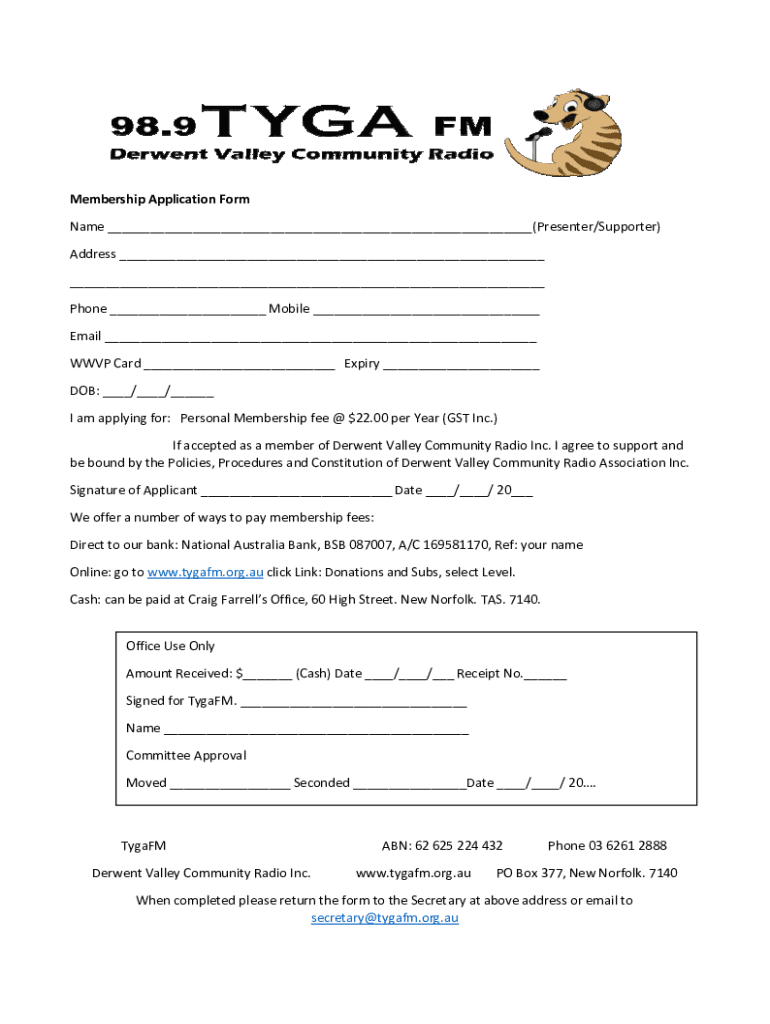 Fillable Online FORM 301 Membership Application/Renewal/Rejoin 1 July ...