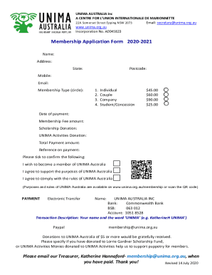 Fillable Online Membership Application Form 2020-2021 - unima.org.au ...