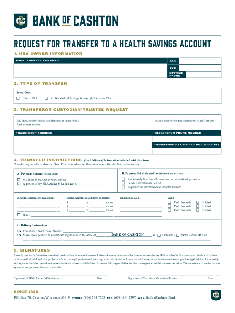 Fillable Online HSA Direct Transfer Instructions Fax Email Print ...