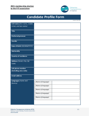 Fillable Online Candidate Profile Form. FiTI International Board Fax Email Print - pdfFiller