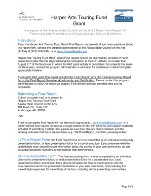 Fillable Online Harper Arts Touring Fund Grant FInal Report Form Fax Email Print - pdfFiller