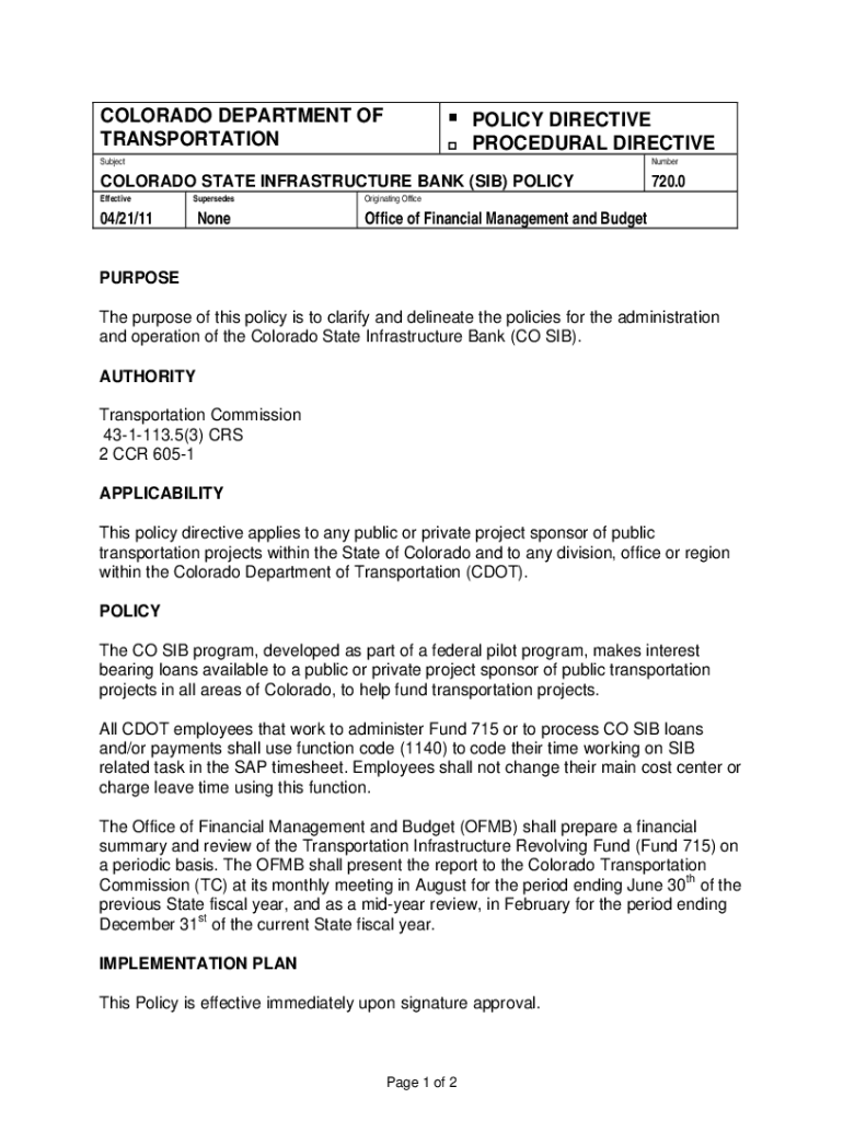 Fillable Online Get the free Procedural directive - Colorado Department ...