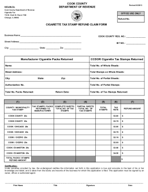 Fillable Online Chicago, IL 60602 CIGARETTE TAX STAMP ...