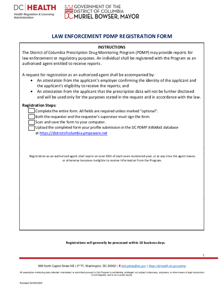 Fillable Online dchealth dc LAW ENFORCEMENT PDMP RECORDS REQUEST Fax ...