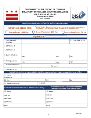 Fillable Online disb dc DC DEPARTMENT OF INSURANCE, SECURITIES AND ...