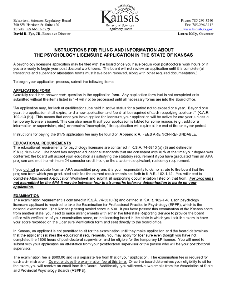 Fillable Online ksbsrb.ks.gov docs default-sourceINSTRUCTIONS FOR FILING AND INFORMATION ABOUT ...