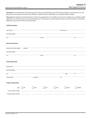 Fillable Online health ny Schedule 7C - Bed Capacity Increase. Schedule ...