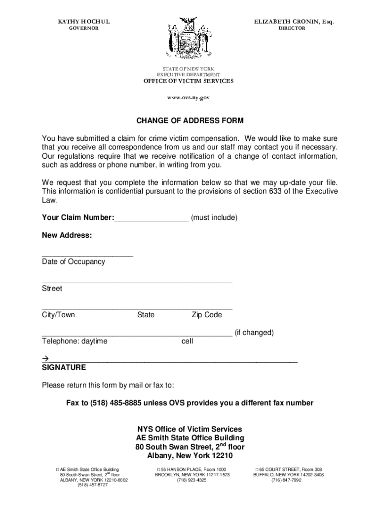 Fillable Online ovs ny New York Victim/Claimant's Authorization ...