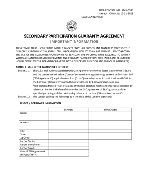 Fillable Online OMB Clearance for SBA Forms 1086/1502 (Secondary ...