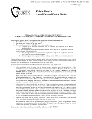 Fillable Online Nuisance Animal Noise Complaint Form Fax Email Print ...