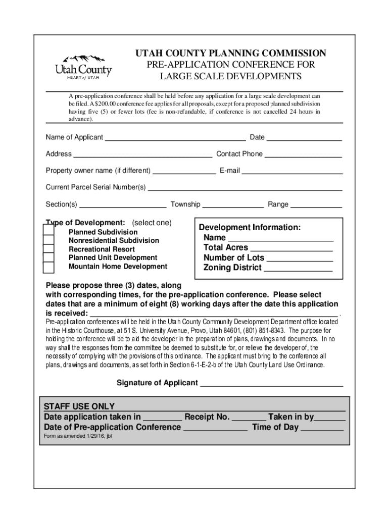 Fillable Online Planning Pre Application Conference Form. Planning Pre ...