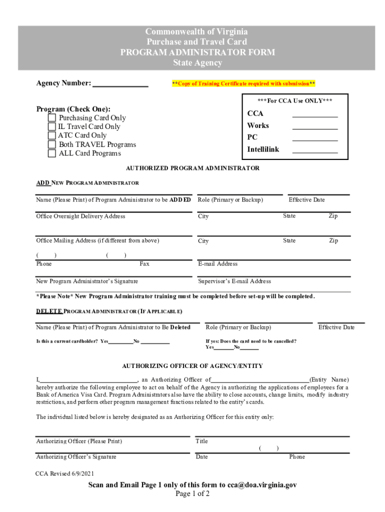 Fillable Online Program Administrator Form. Program Administrator Form ...