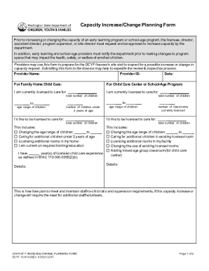 Fillable Online Capacity Increase /Change Planning Form Fax Email Print ...